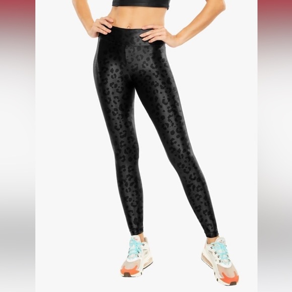 Koral | Pants & Jumpsuits | Koral Black Lustrous High Rise Leopard ...